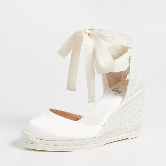 Castaner | Shoes | Nwt Castaner White Ivory Satin Lace Up Espadrille ...
